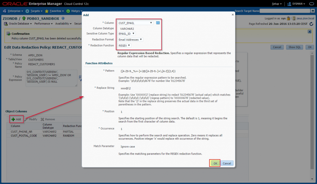 Oracle Data Redaction In Oracle Database 12c