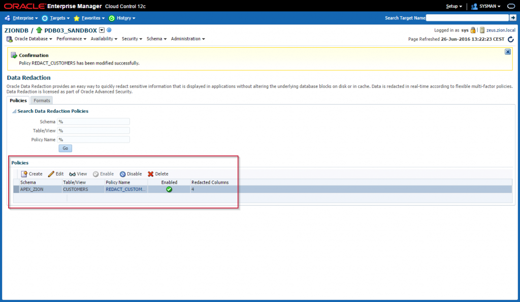 Oracle Data Redaction In Oracle Database 12c
