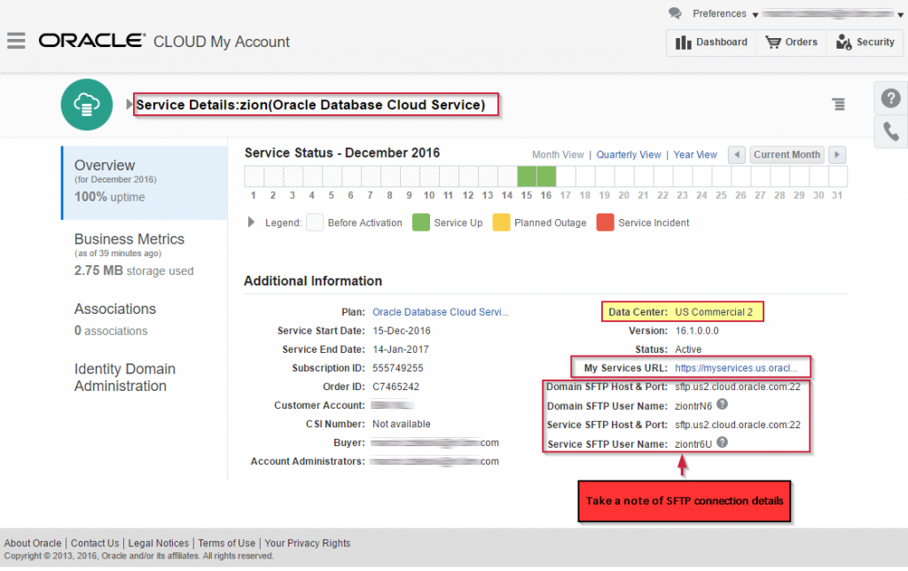 Oracle Database Cloud Service free trial account - eMarcel.com