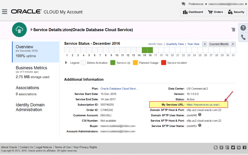 Oracle Database Cloud Service free trial account - eMarcel.com
